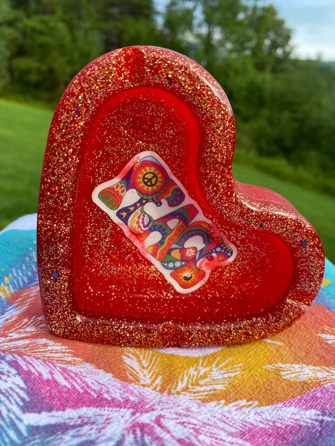 Heart Shaped Ashtray With Peace Sticker - Etsy