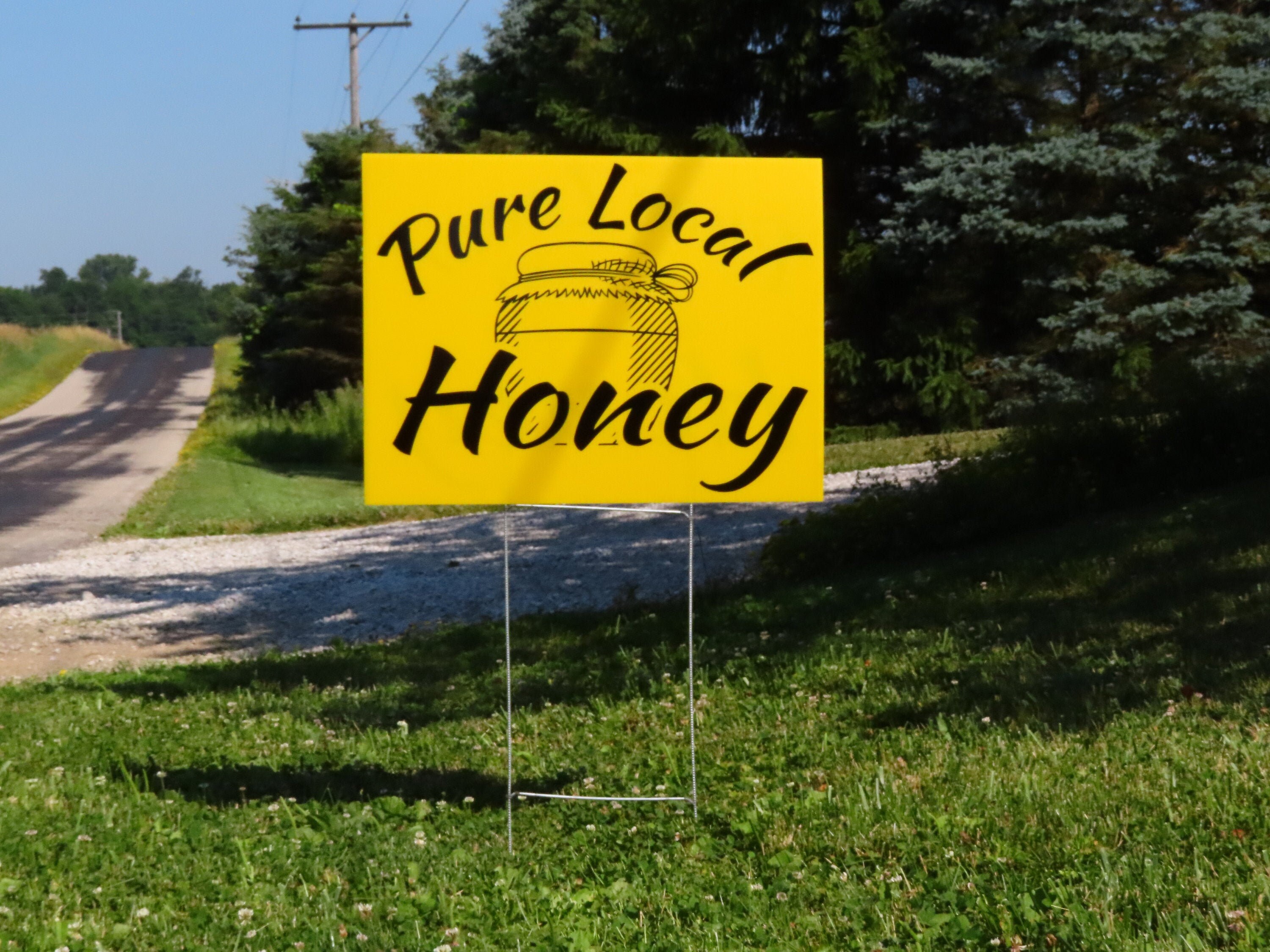 Pure Local Honey Yard Sign on Yellow Coroplast with H Stake | Etsy
