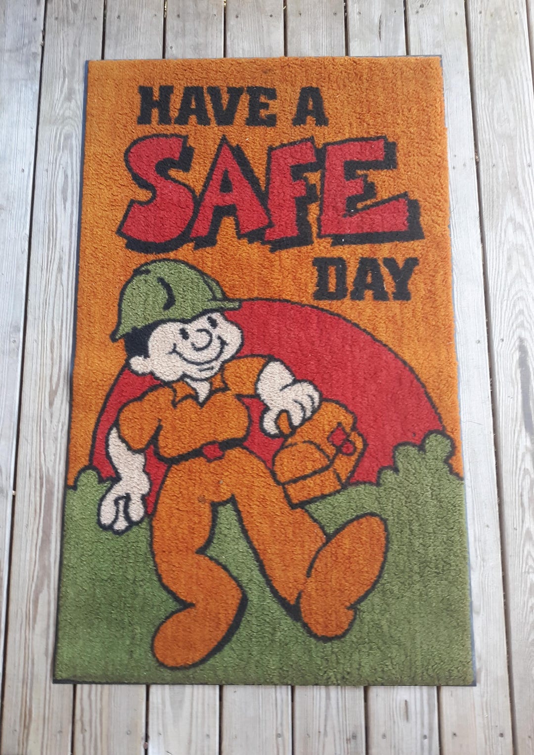 Vintage Mid Century Safety Themed Character Commercial Rug Mat - Etsy