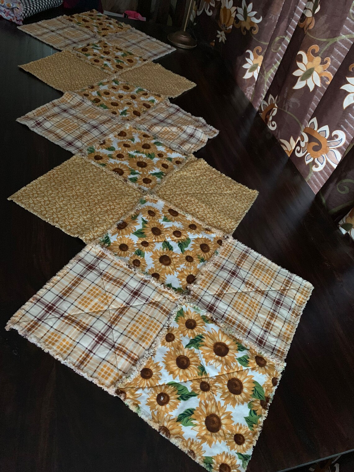 Made to Order** Rag Quilt Table Runner - Roses - Floral - Etsy