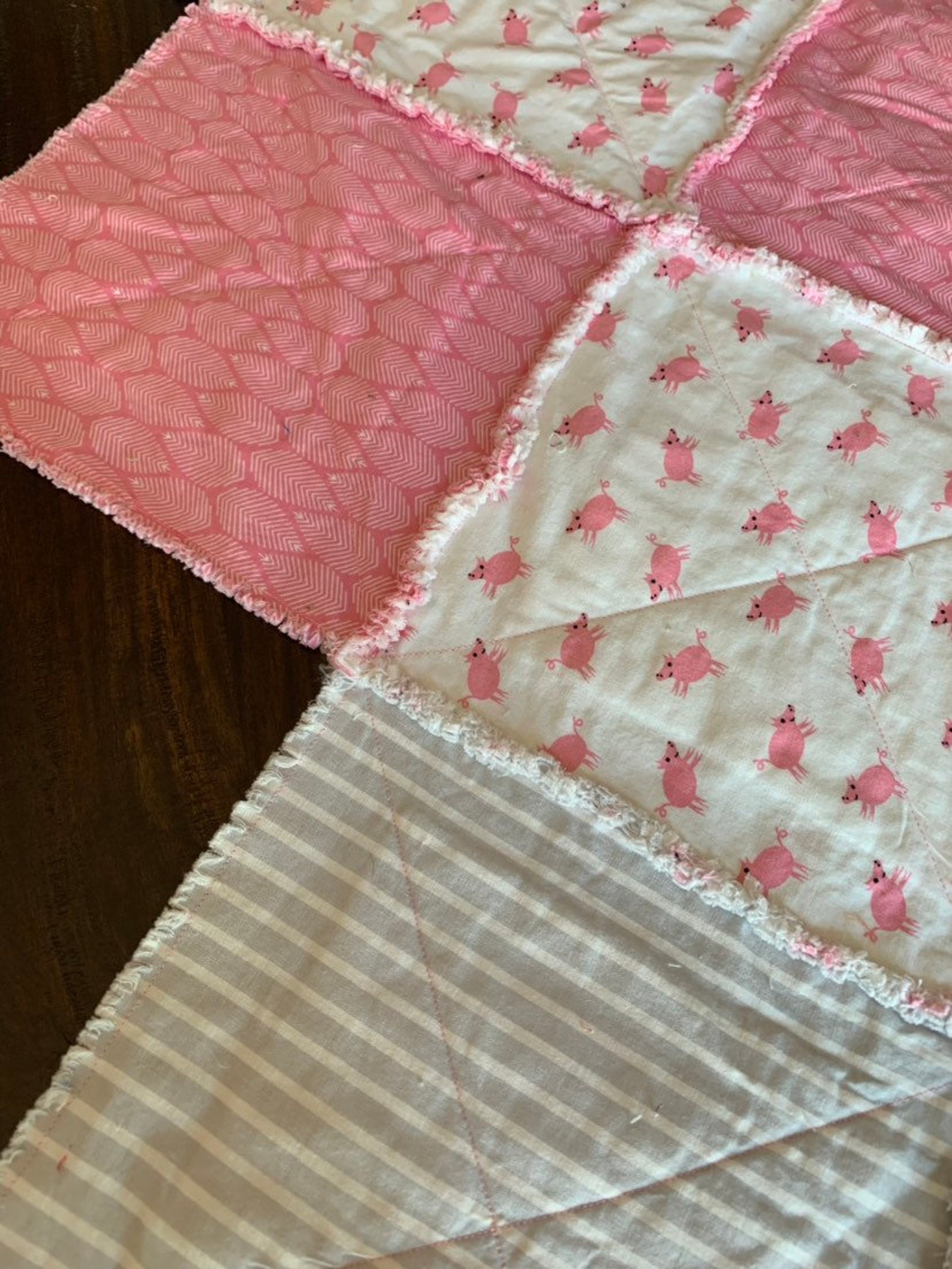 Rag Quilt Table Runner Flying Pigs - Etsy UK