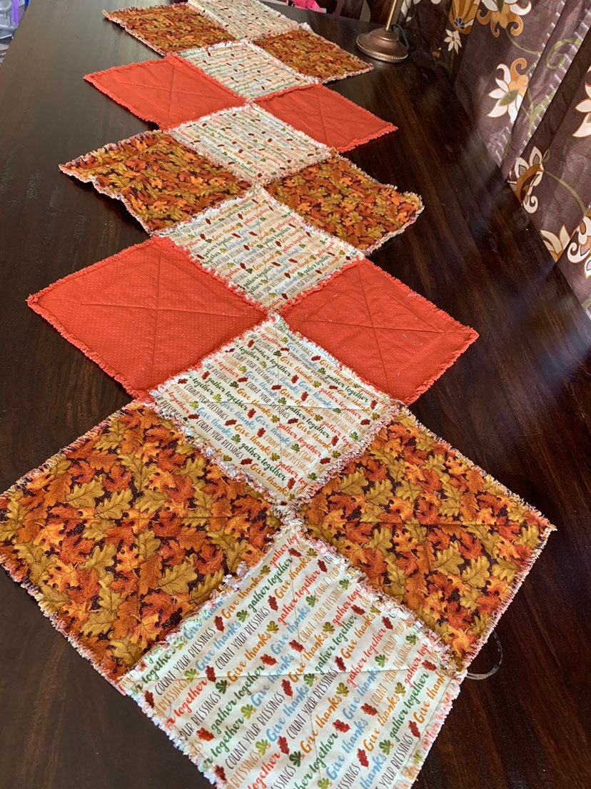 Rag Quilt Table Runner - Thanksgiving, Harvest, Autumn, Fall - Etsy