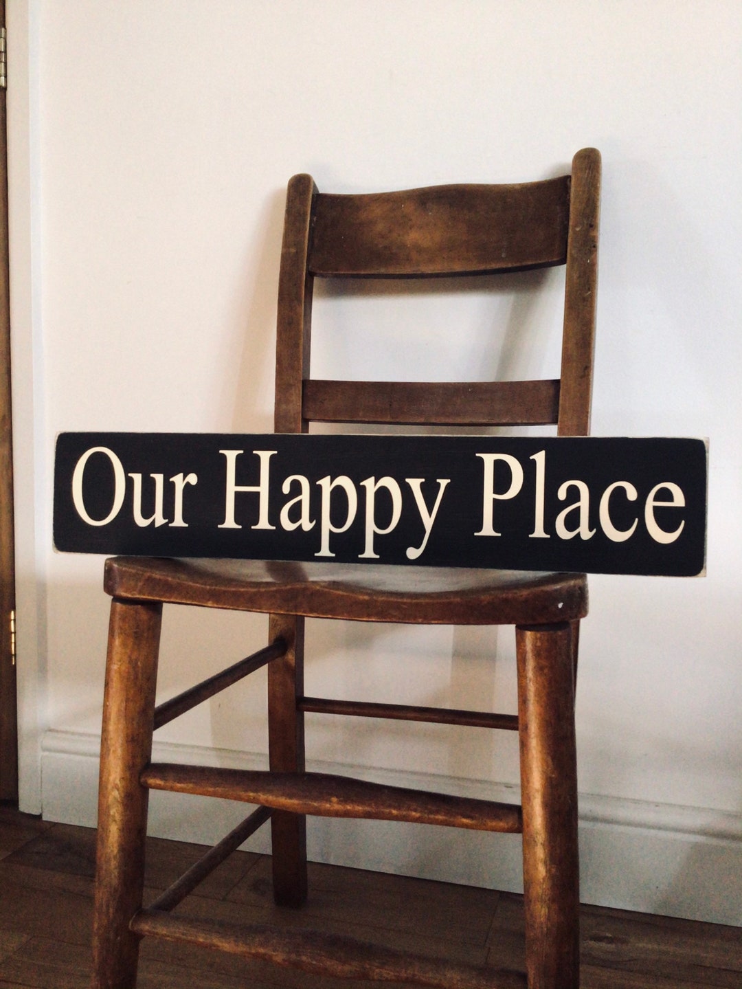 Our Happy Place Sign Vintage Style Wooden Signs Kitchen Home House ...