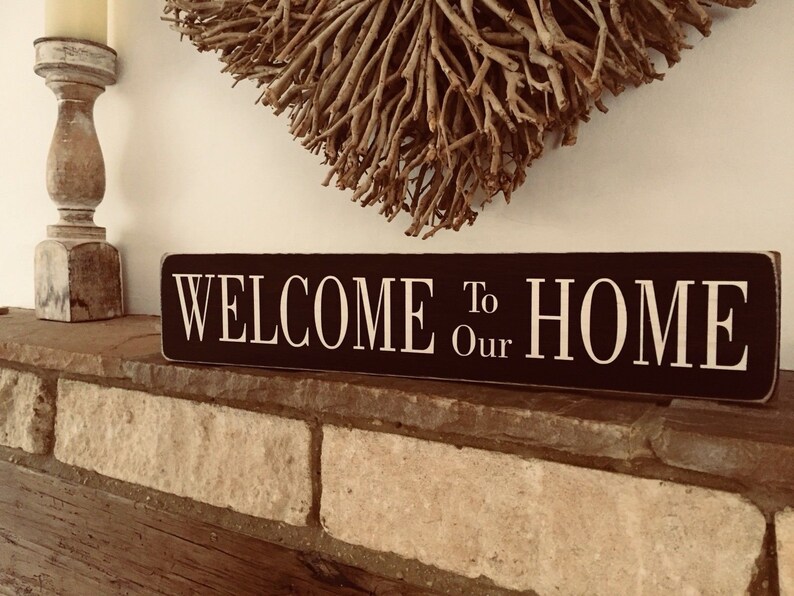 Wooden Sign Welcome to Our Home Sign Plaque Vintage Old Style - Etsy UK