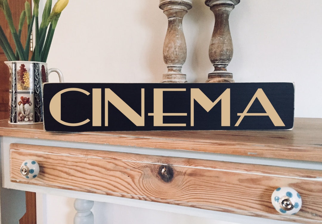 CINEMA Sign Vintage Old Antique Style Wooden Home Cinema Tv - Etsy