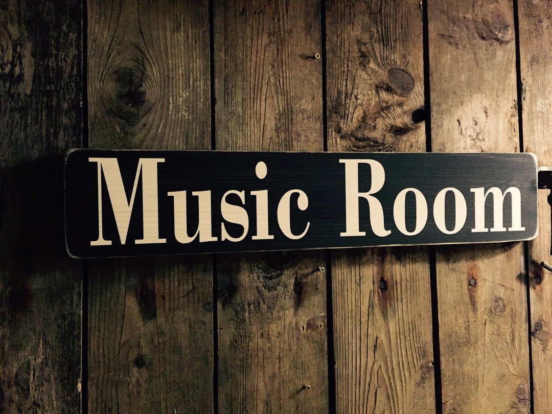 Music Room Door Sign Wood Vintage Style Classical Piano Band Pop Rock ...