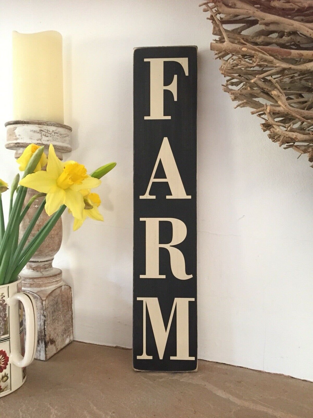 Farm Sign Farming Cows Pigs Farm Chickens Wooden Vintage Home Kitchen ...
