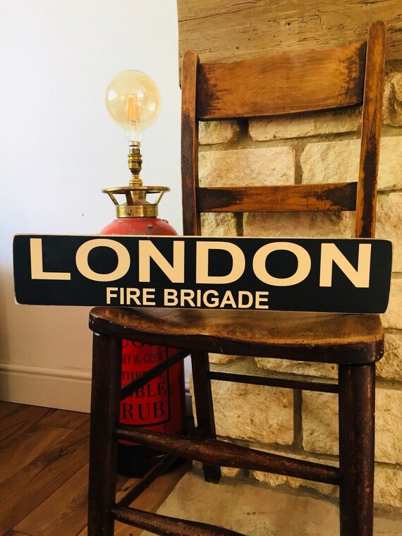 LONDON FIRE BRIGADE service Sign vintage Antique style Old | Etsy