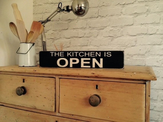 Kitchen Sign Kitchen is Open Sign Plaque Wall Vintage Style | Etsy