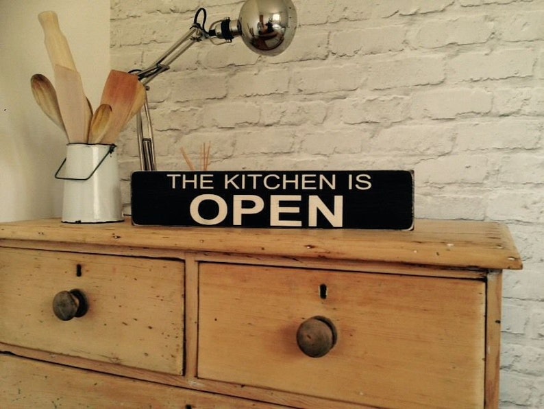 Kitchen Sign Kitchen is Open Sign Plaque Wall Vintage Style - Etsy