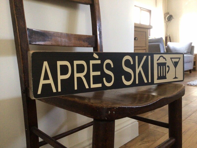 Apres ski sign ski jump plaque wooden sign vintage style | Etsy