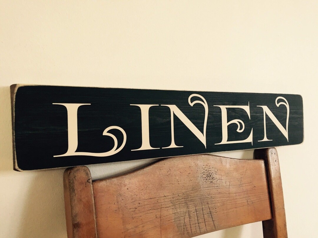 Linen Sign Wooden Plaque Vintage Old Wood Hand Painted Personalised ...