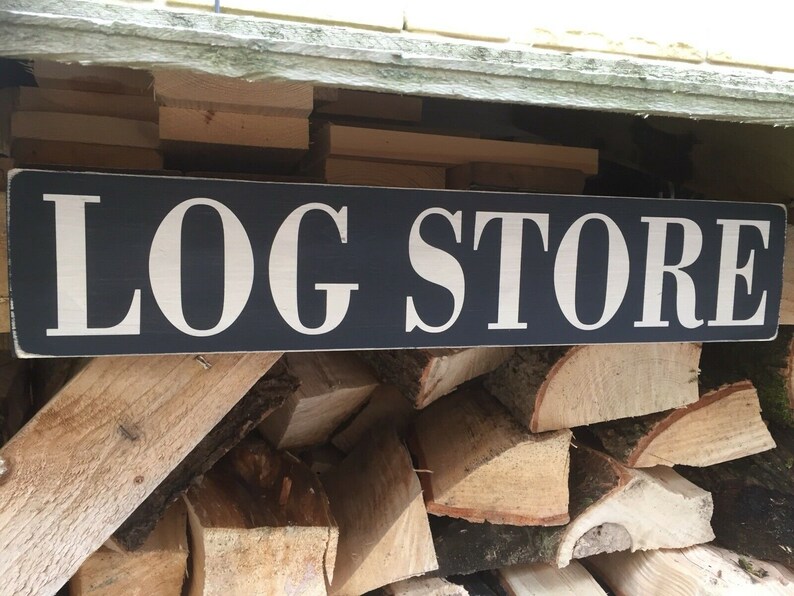 Log Store Sign Vintage Old Cottage Style Wooden Handmade - Etsy UK