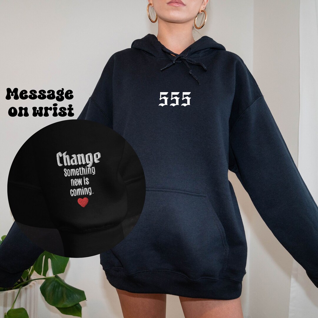 Embroidered 555 Angel Number Unisex Hoodie, Aesthetic Hoodie, Trendy ...