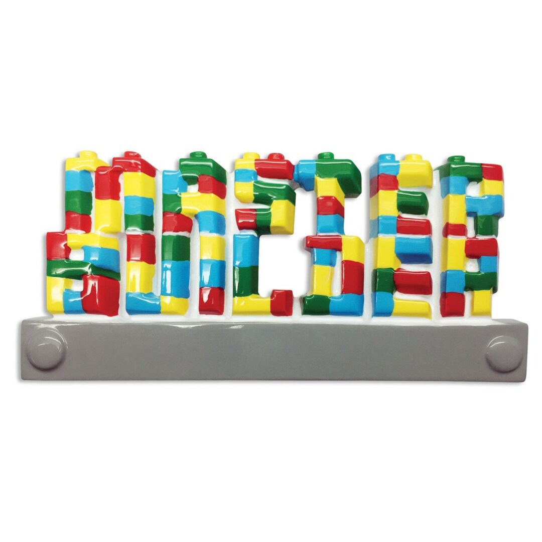 Personalized Building Block Christmas Ornament, Master Builder - Etsy
