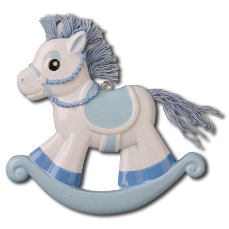 Blue Rocking Horse Baby Boy Personalized Christmas Ornament | Etsy