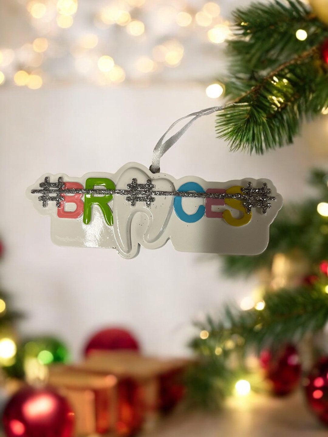 Personalized Braces Ornament, Dental Dentist Childhood Memory Christmas ...