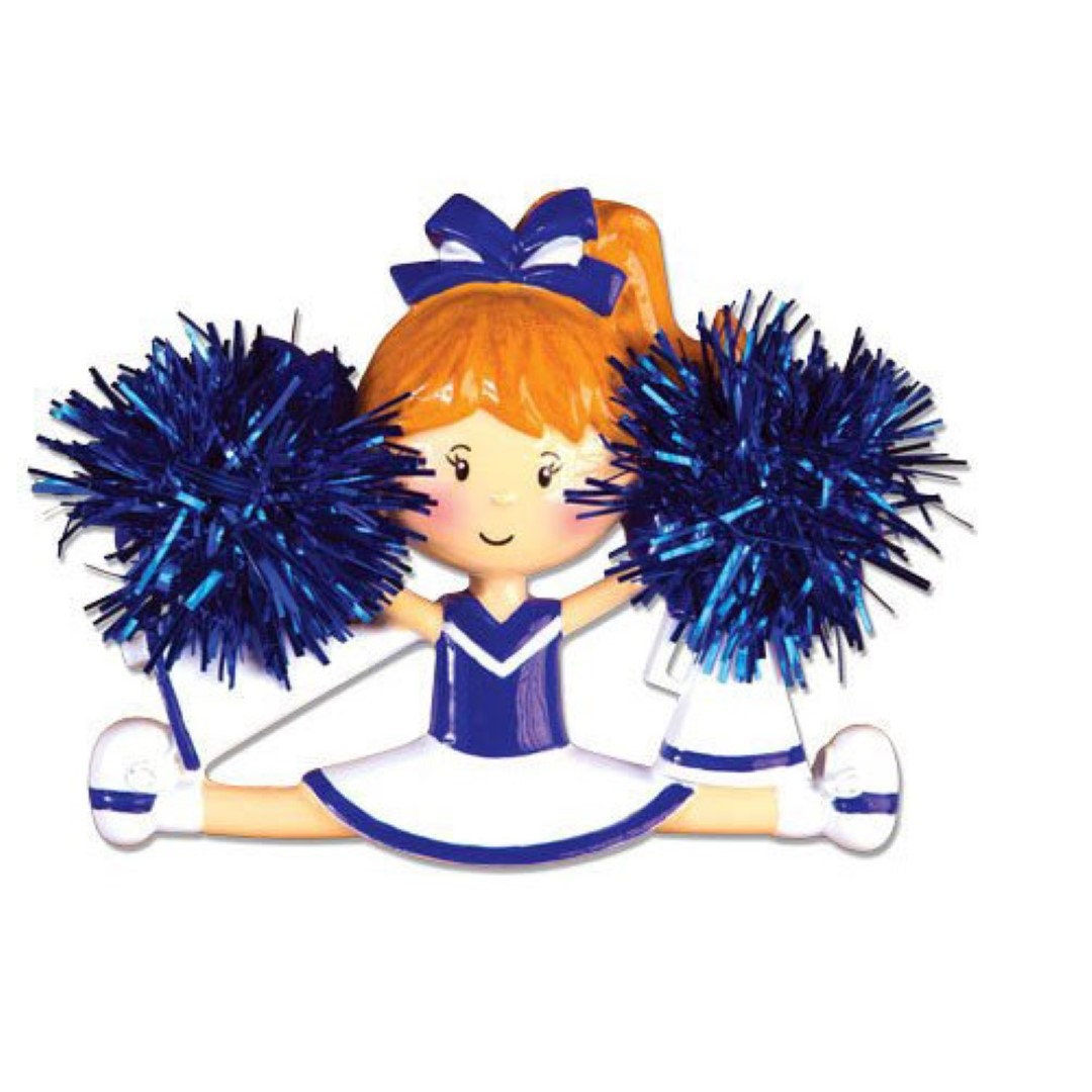 Cheerleader Blue Personalized Christmas Ornament, Sports Christmas ...