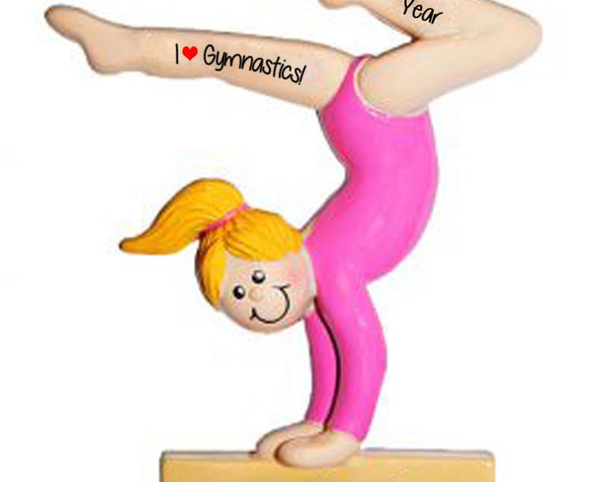 Gymnast on Beam Blonde Personalized Christmas Ornament, Gymnast ...