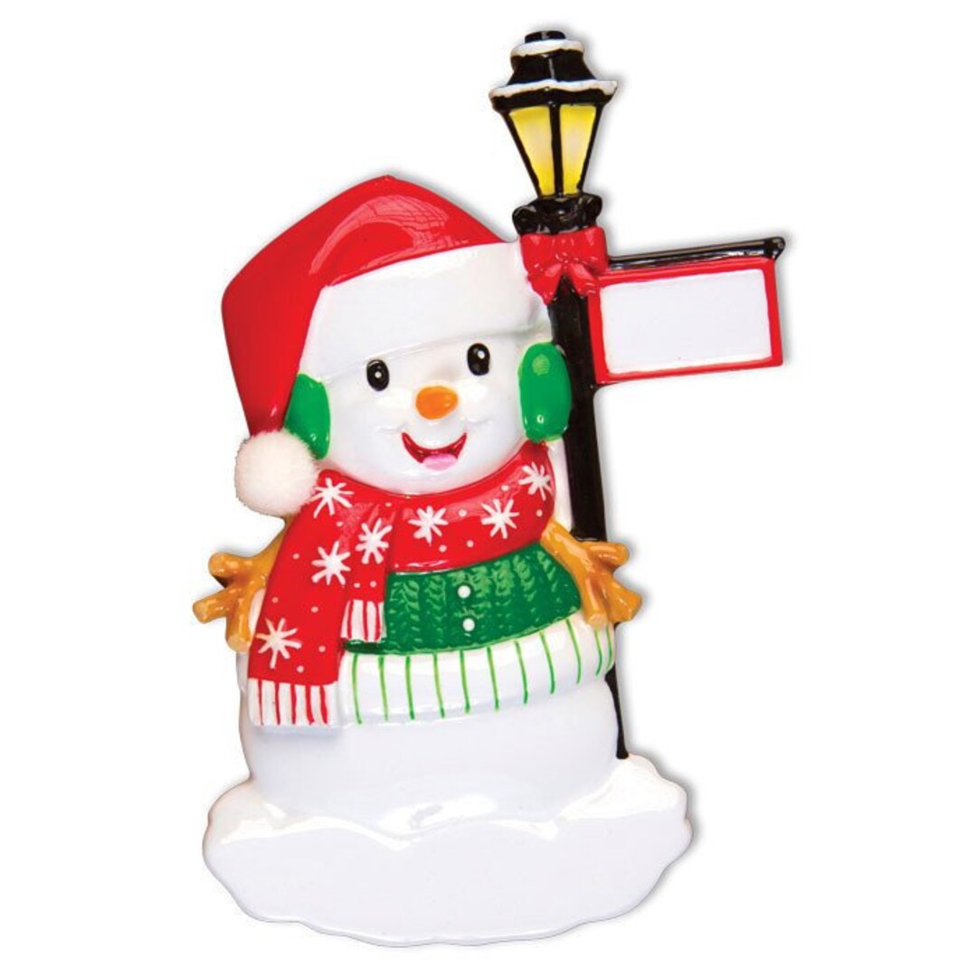 Snowman With Light Post Personalized Christmas Ornament, Kids Christmas ...