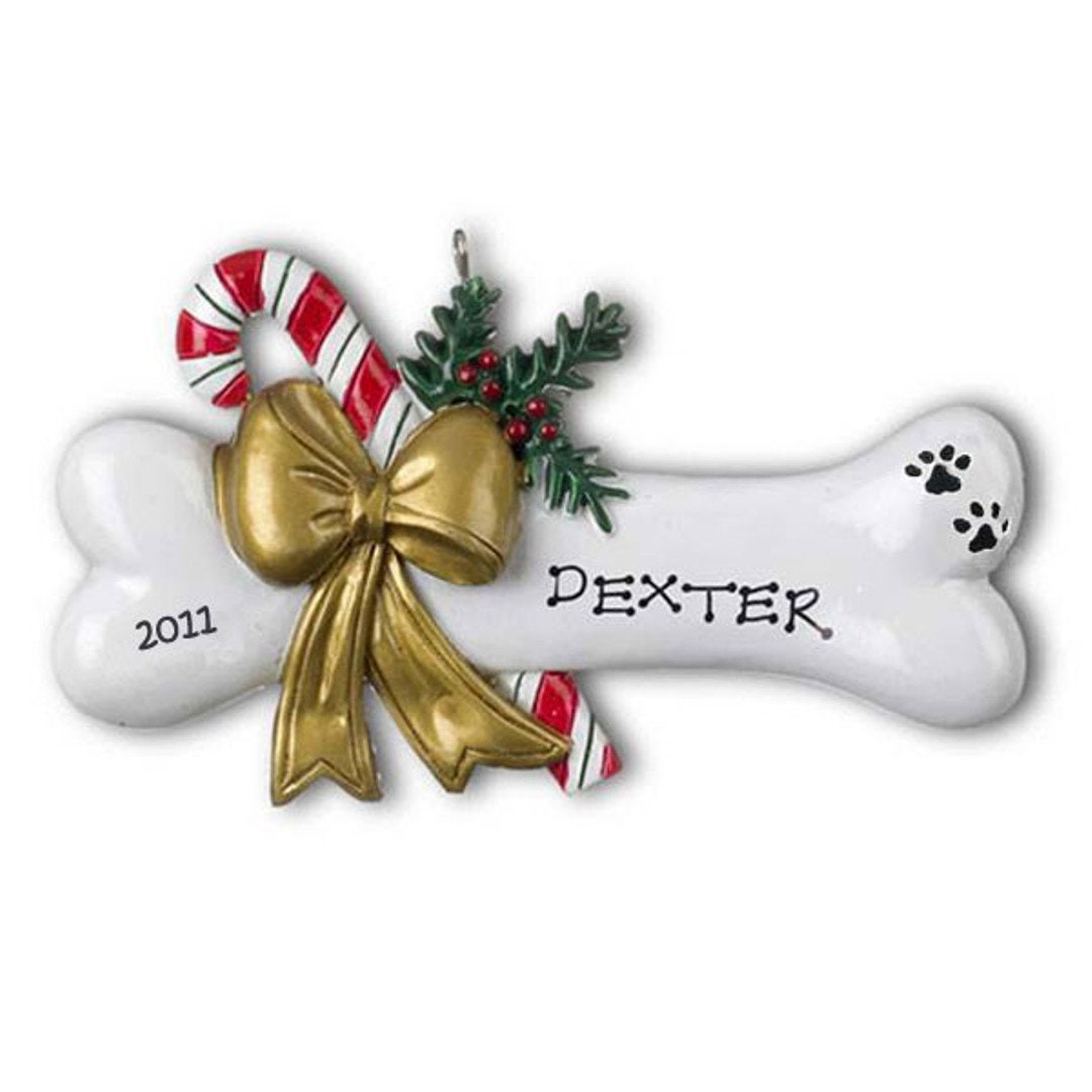 Dog Bone With Holly Personalized Christmas Ornament, Pet Christmas ...