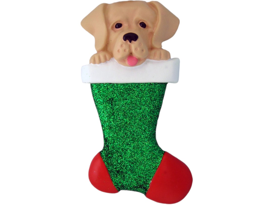 Personalized Yellow Labrador Christmas Ornament, Dog in Stocking - Etsy