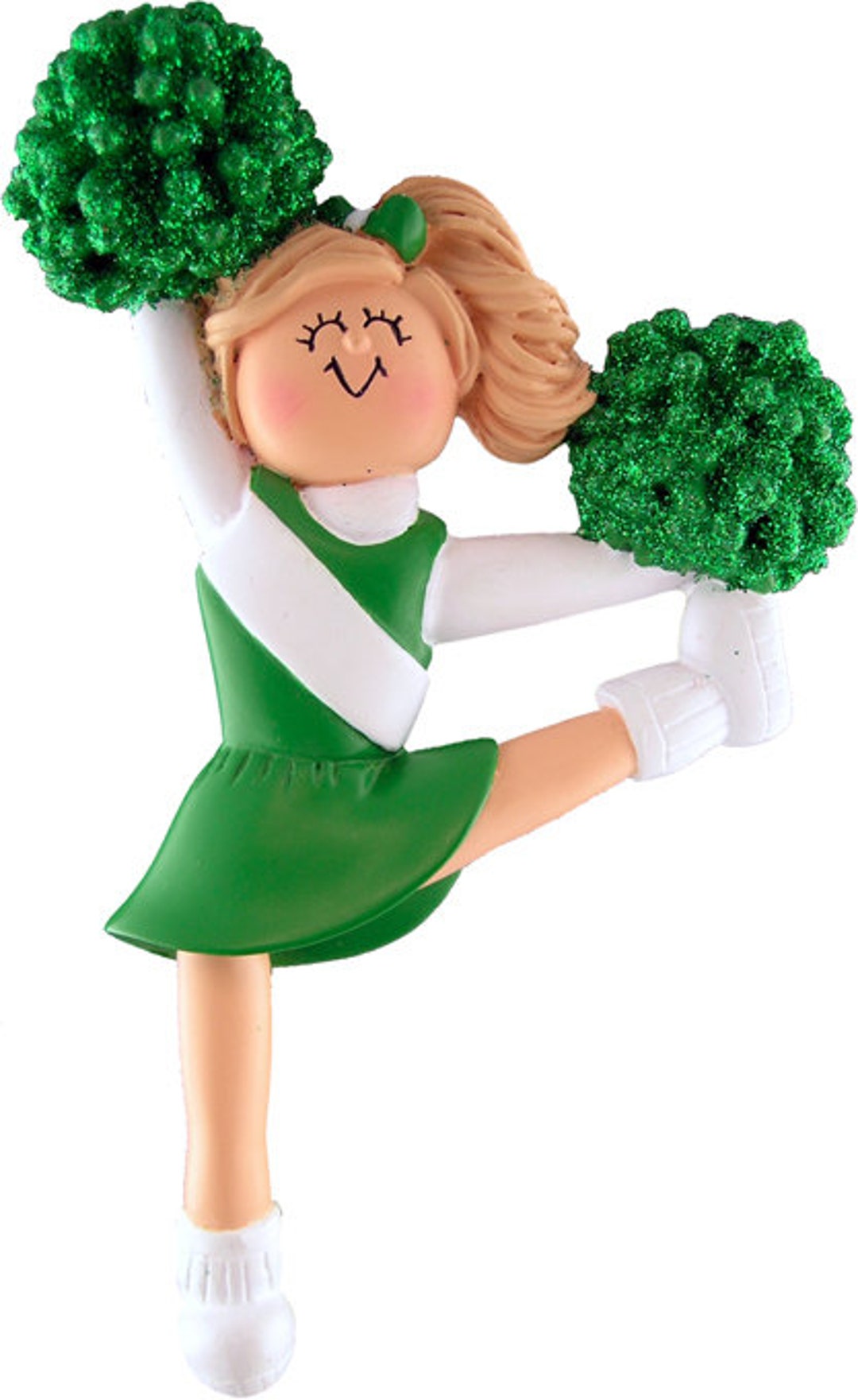 Cheerleader Green Uniform Blonde Sport Personalized Christmas Ornament ...