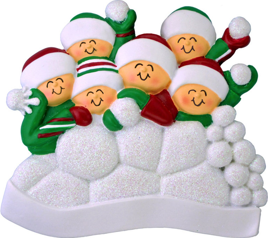 Personalized Snowball Fight Family Christmas Ornament, 6 People - Etsy
