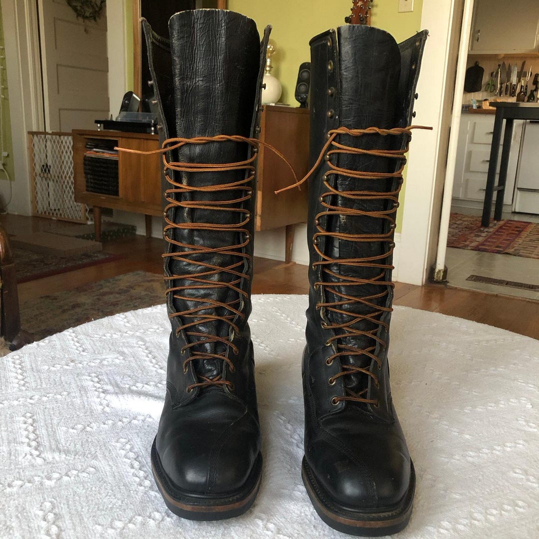 Vintage Military Lineman Boots Men’s Size 8 D Steel Toe Tall Lace up ...
