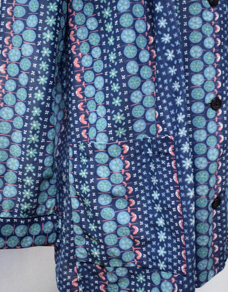 Vintage 1960s Blue Floral Smock Top With Front Pockets 40in - Etsy