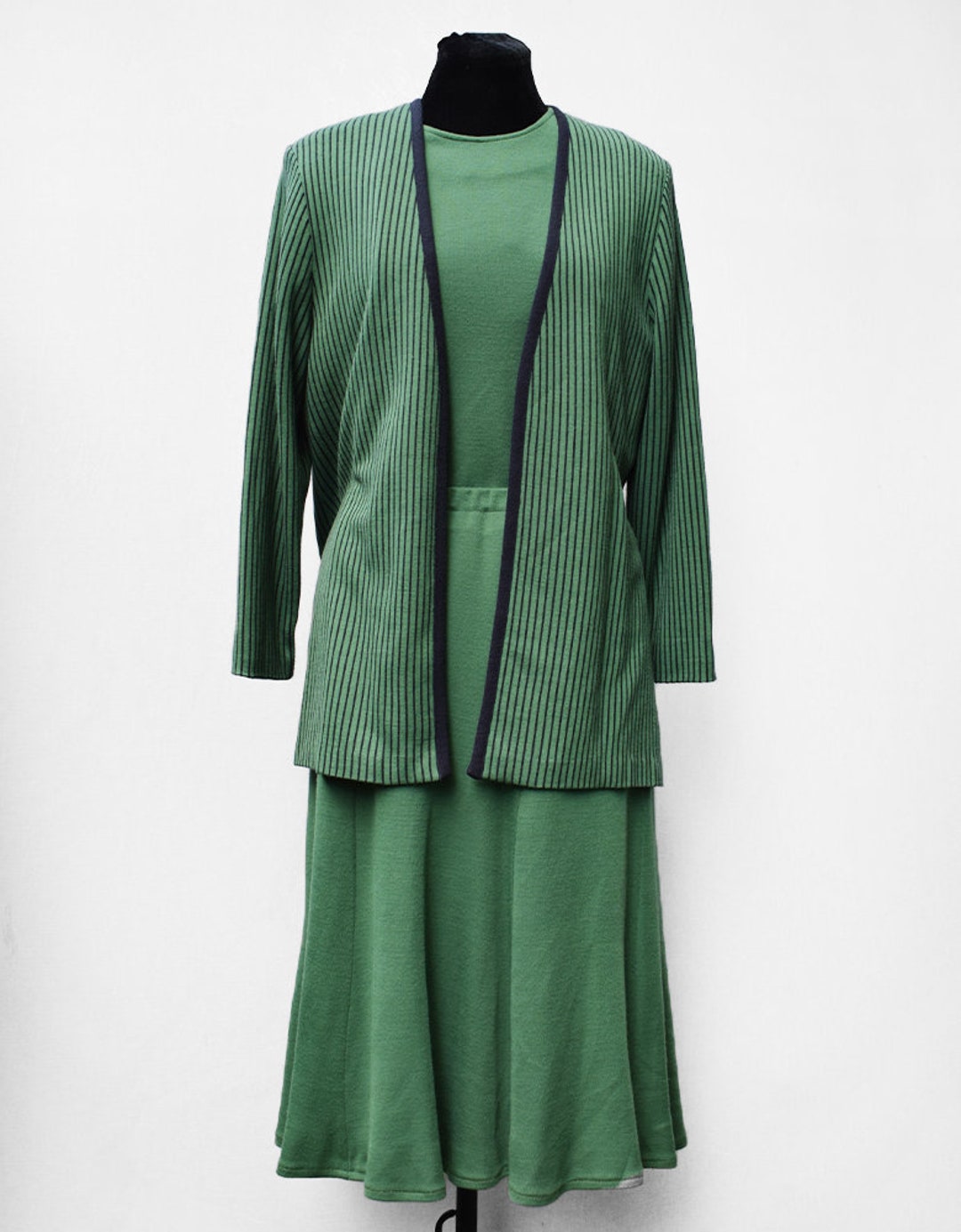 Volup Vintage 1980s Richard Stump Green Three-piece Set With Striped ...
