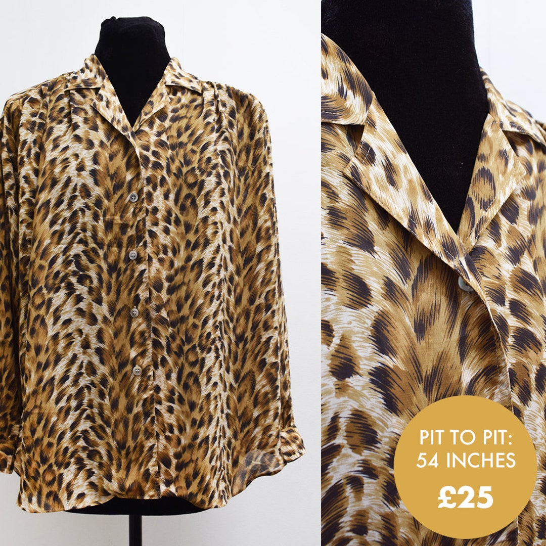 Volup Vintage 1980s Leopard Print Shirt, 54in Bust 2XL - Etsy