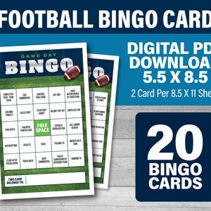 Football Bingo - 20 Cards - Etsy