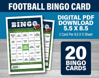 36 Card Football Bingo Game Set. Football Bingo Game Cards Plus Calling ...