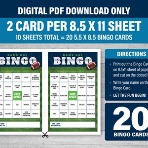 Football Bingo - 20 Cards - Etsy