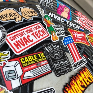HVAC TECH Hard Hat Stickers, 45+ Hardhat Sticker and Decals, Toolbox ...
