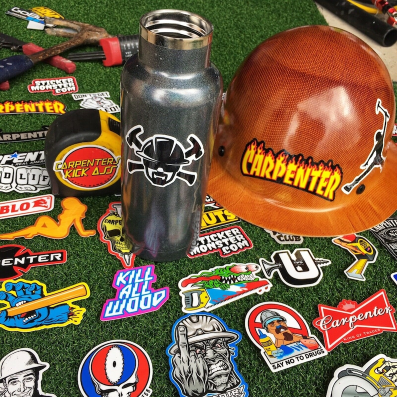 CARPENTER 50 Hard Hat Stickers Toolbox Decals Hardhat | Etsy