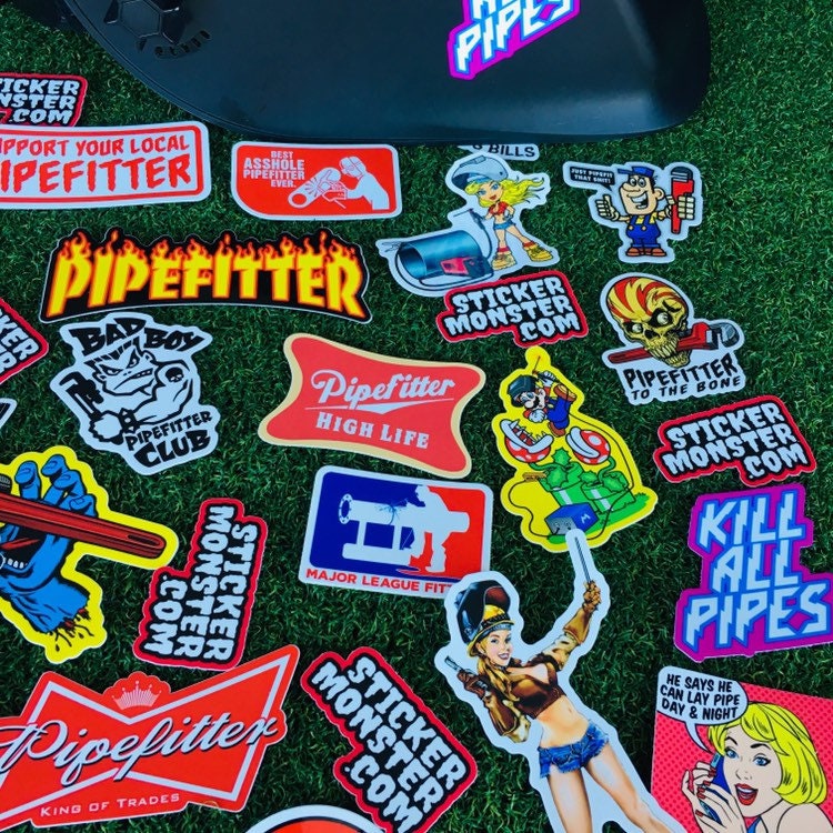Pipefitter Welder Hard Hat Stickers, 40+ Pack, Waterproof Decals - Etsy