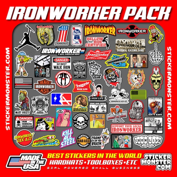 IRONWORKER Hard Hat Stickers Iron Worker 52 Hardhat Sticker & - Etsy