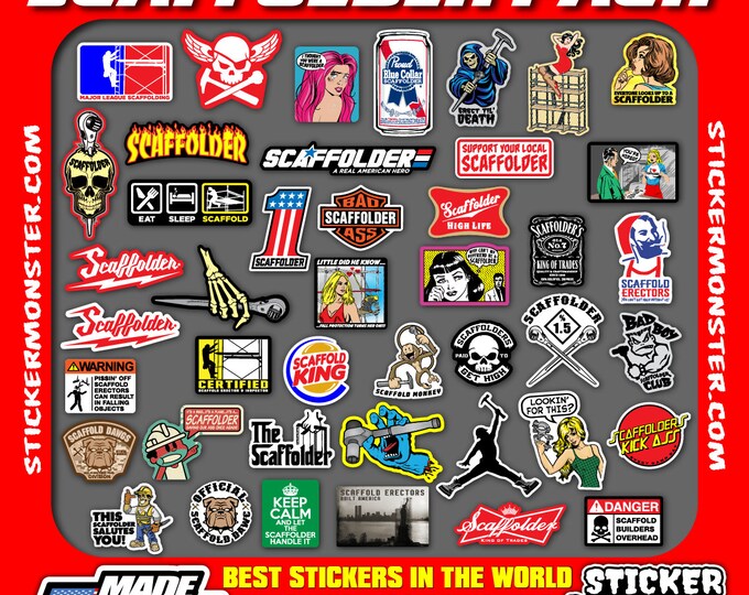 Hard Hat Stickers, SCAFFOLD BUILDER, 34 Sticker Super Value Pack - Etsy