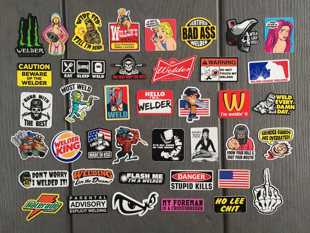 New WELDER Hard Hat Stickers, 40 Total Hardhat Sticker and Decals ...