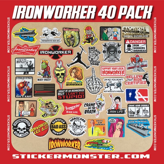 IRONWORKER Hard Hat Stickers Iron Worker 40 HardHat Sticker