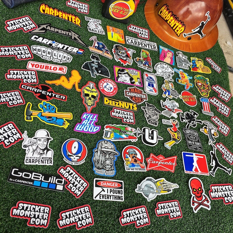 CARPENTER 50 Hard Hat Stickers Toolbox Decals Hardhat | Etsy