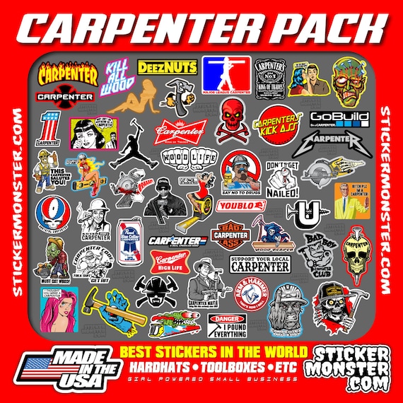 CARPENTER 50 Hard Hat Stickers Toolbox Decals Hardhat | Etsy