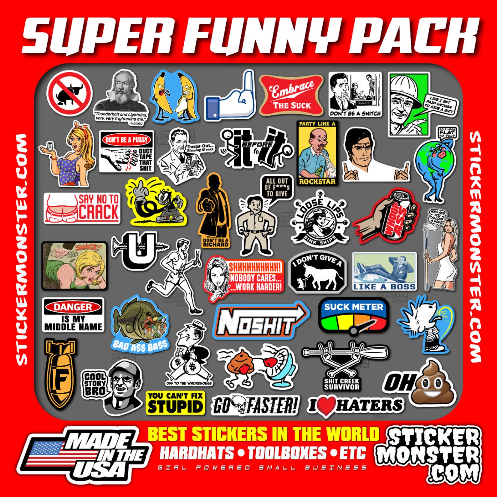SUPER FUNNY PACK40 Hard Hat Stickers Toolbox Decals, Hardhat Sticker ...