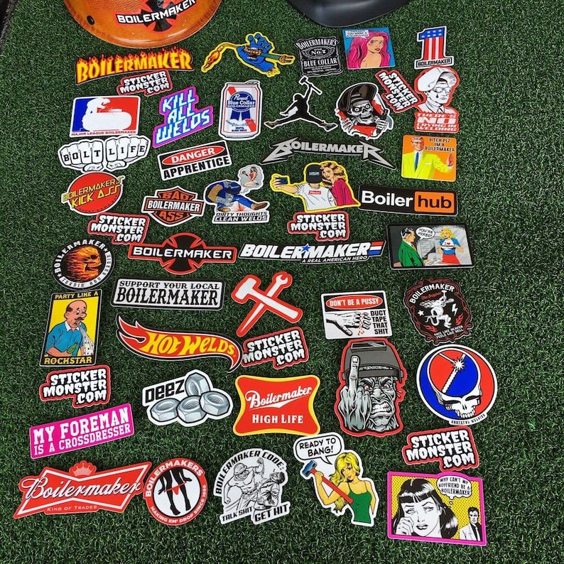 BOILERMAKER Welder, Hard Hat Stickers, 40 Total Hardhat Sticker and ...