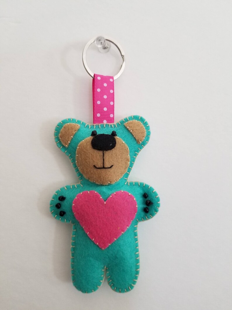 Bear Animal Felt, Hand Stitched, Key Chain, Baby Gifts, Party Favors ...