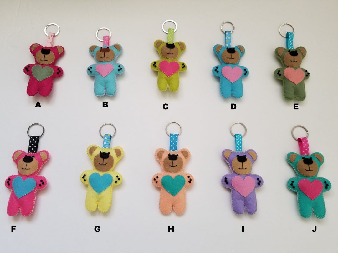Bear Animal Felt, Hand Stitched, Key Chain, Baby Gifts, Party Favors ...