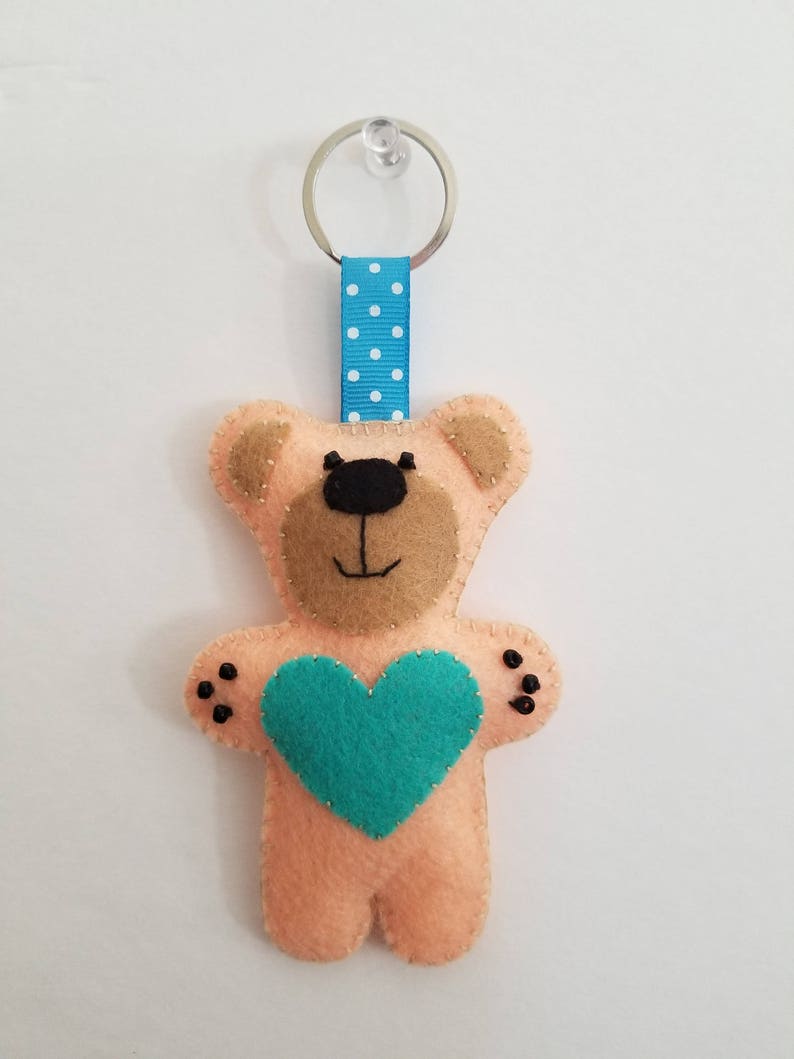 Bear Animal Felt, Hand Stitched, Key Chain, Baby Gifts, Party Favors ...