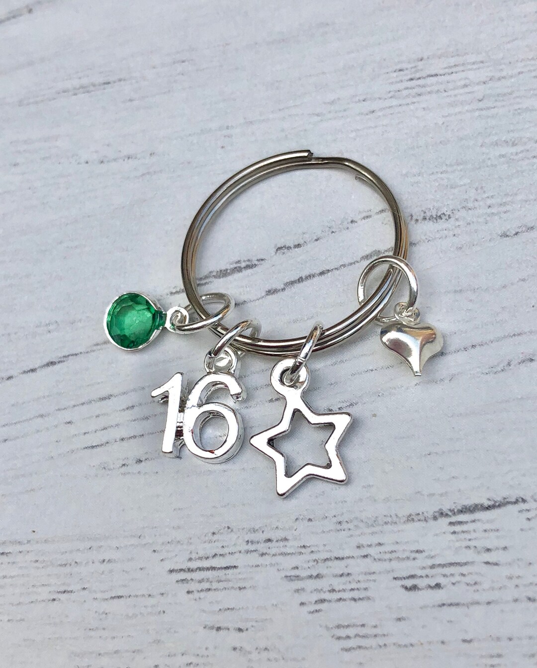 16 Keychain,16th Keychain,16th Birthday,birthstone Keyring,16th Keyring ...
